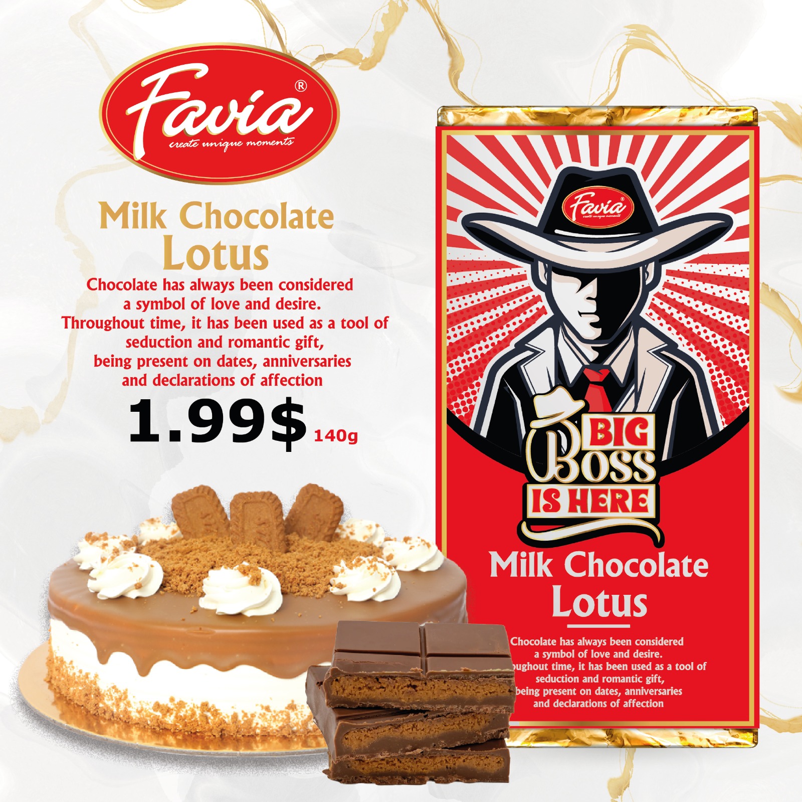 Favia big boss milk chocolate lotus 140g - Favia Group Company